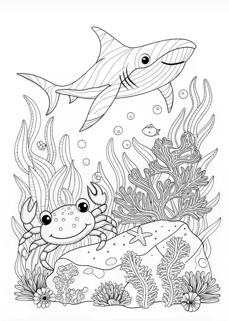 Bruce the Shark's Underwater Adventure Coloring Page - Free & Printable