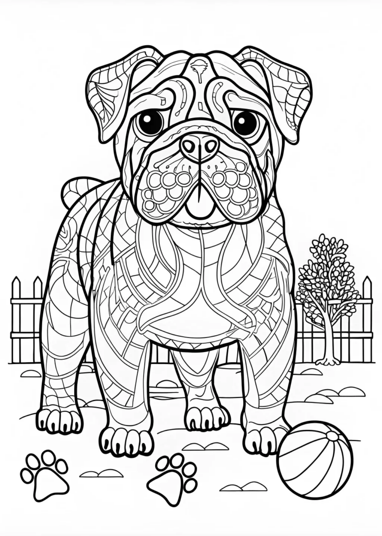 Bulldog Buddy Coloring Page - Free & Printable