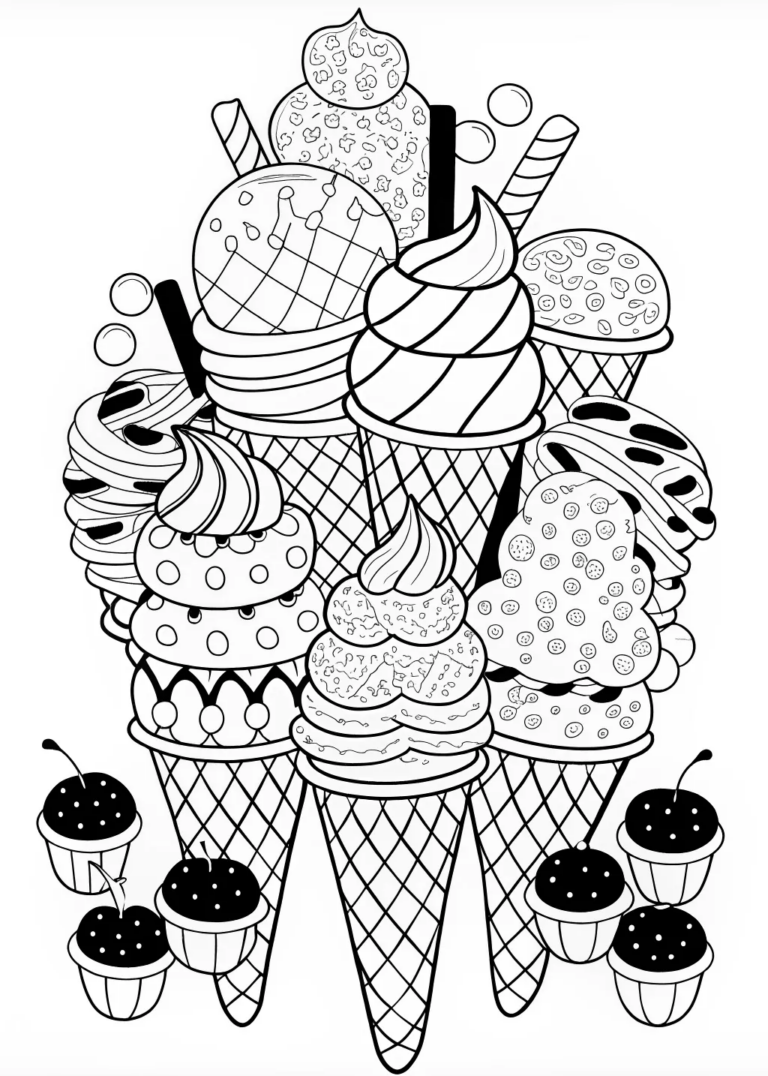 Ice Cream Scoop Pattern Coloring Page - Free & Printable