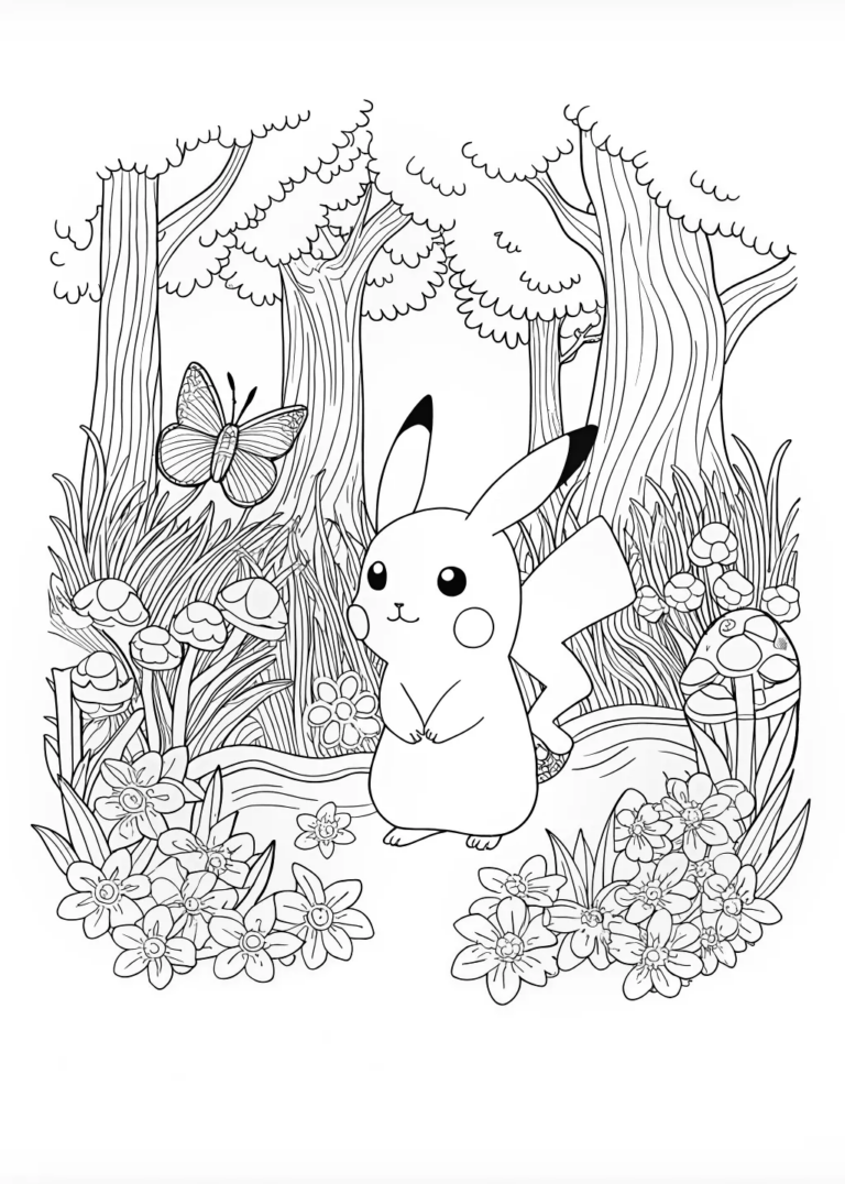 Curious Pikachu Coloring Page - Free & Printable