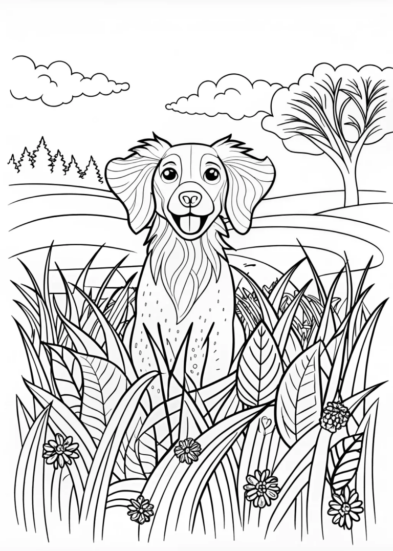 Happy Dog Coloring Page - Free & Printable