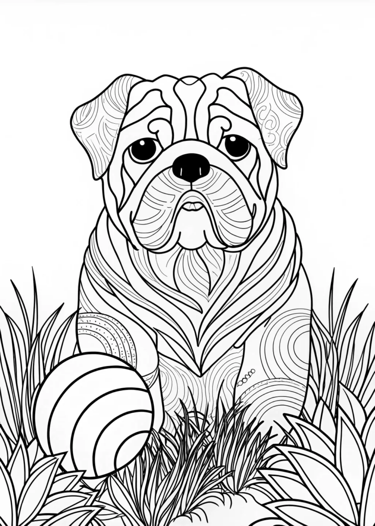 Detailed Bulldog Coloring Page - Free & Printable
