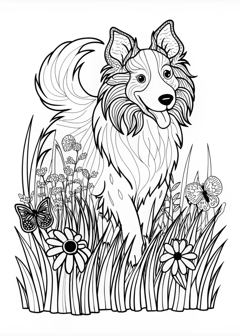 Detailed Collie Coloring Page - Free & Printable