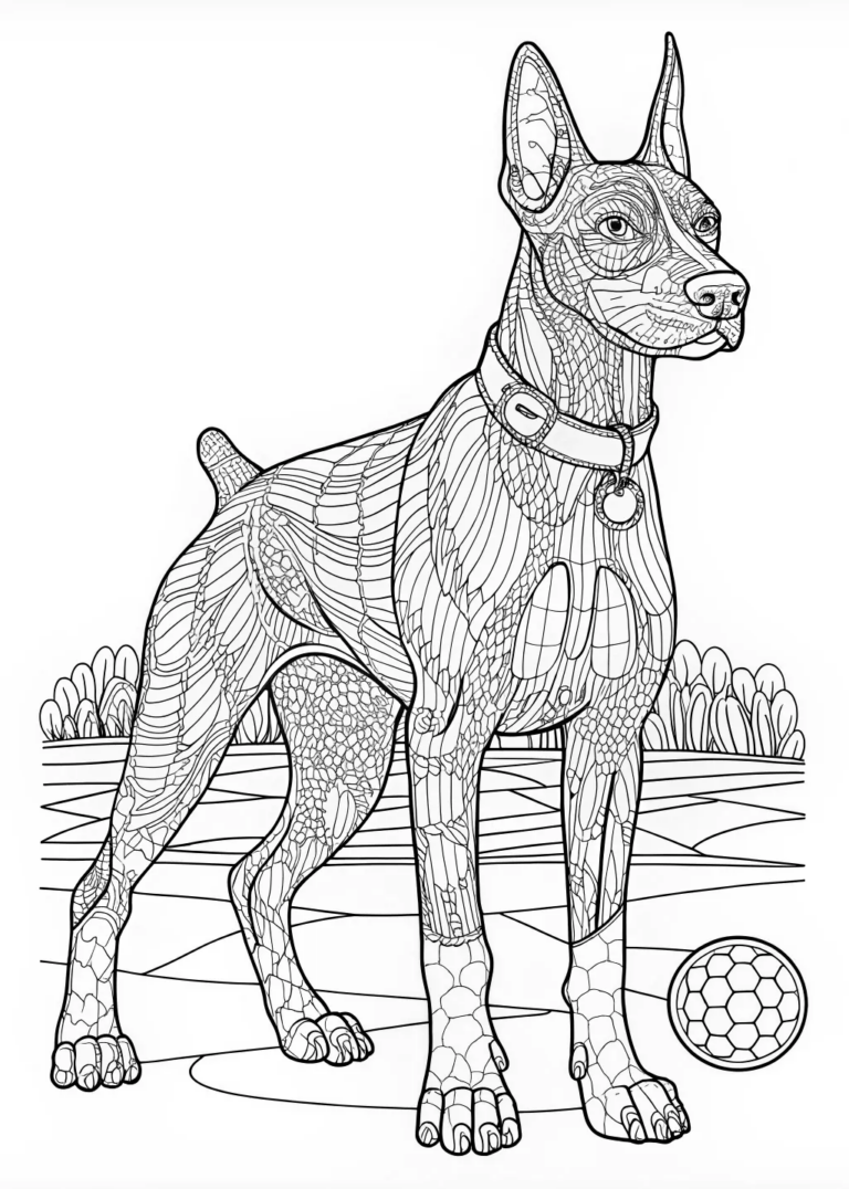 Doberman Pinscher Coloring Page - Free & Printable
