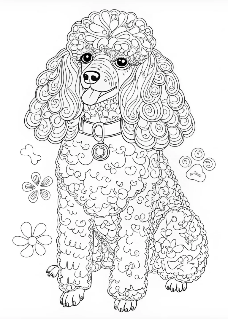 Adorable Poodle Coloring Page - Free & Printable