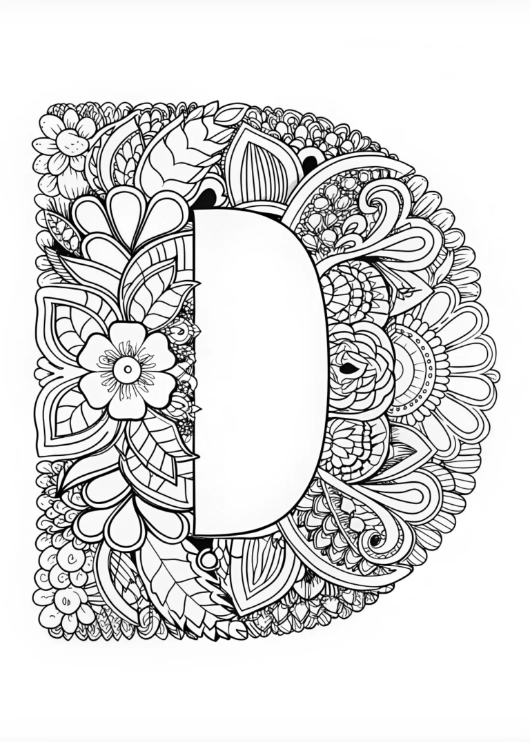 Doodle Delight with Letter D Coloring Page - Free & Printable