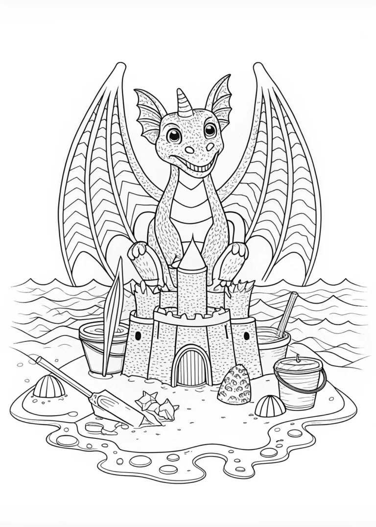 Majestic Dragon on Mountain Coloring Page - Free & Printable