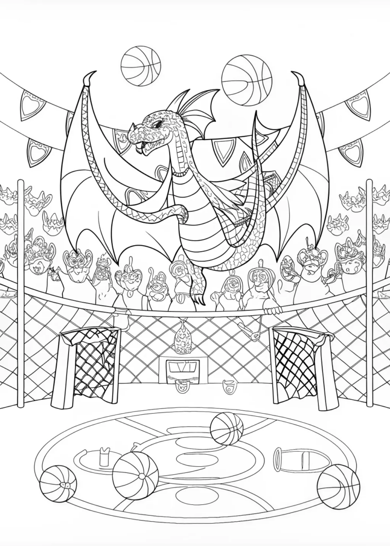 Mighty Dragon in Flight Coloring Page - Free & Printable