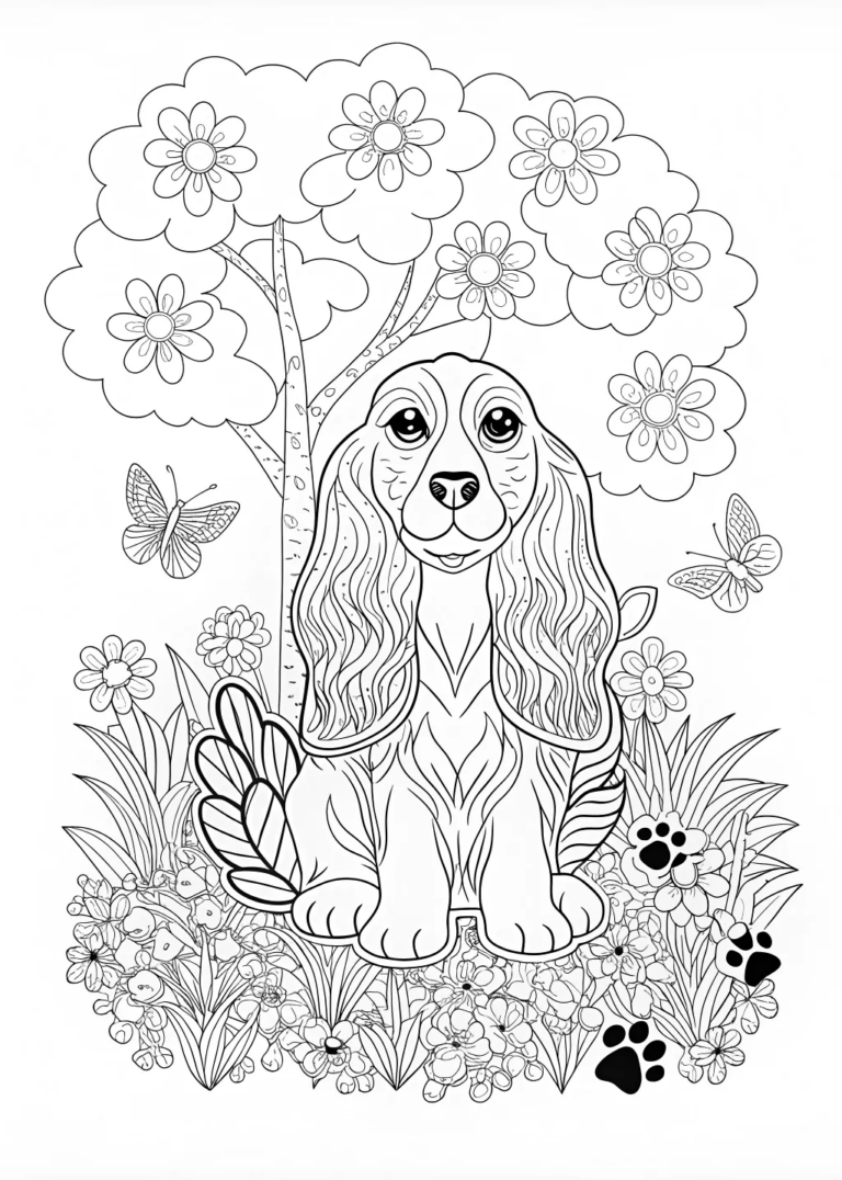 English Cocker Spaniel Coloring Page - Free & Printable