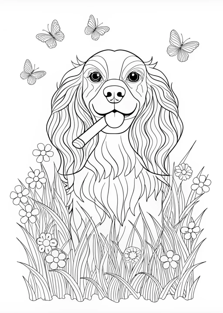 Spaniel Puppy Coloring Page. - Free & Printable