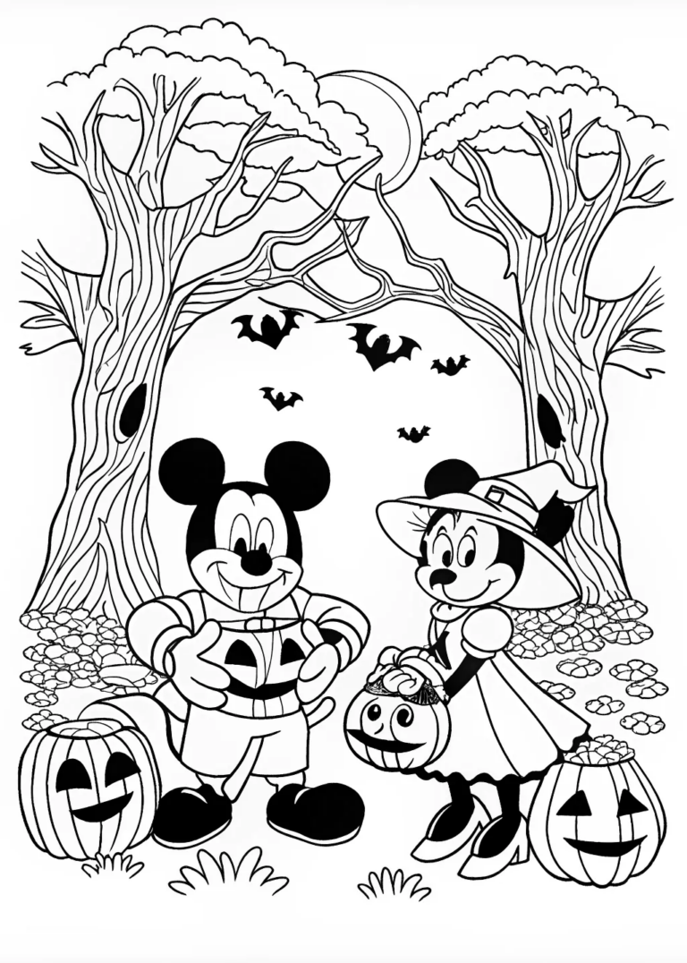 Haunted House and Spooky Jack-o'-Lanterns Coloring Page - Free & Printable