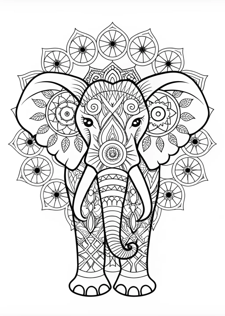 Intricate Elephant Mandala Coloring Page - Free & Printable