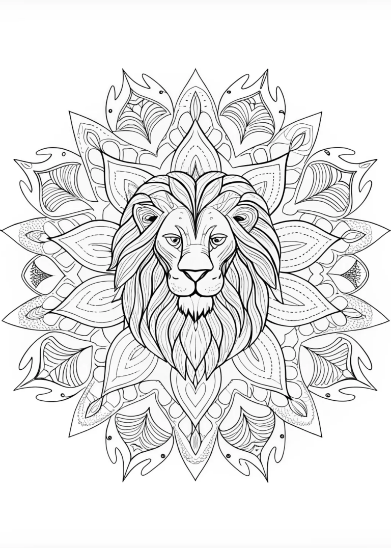 Majestic Mandala Lion Coloring Page - Free & Printable