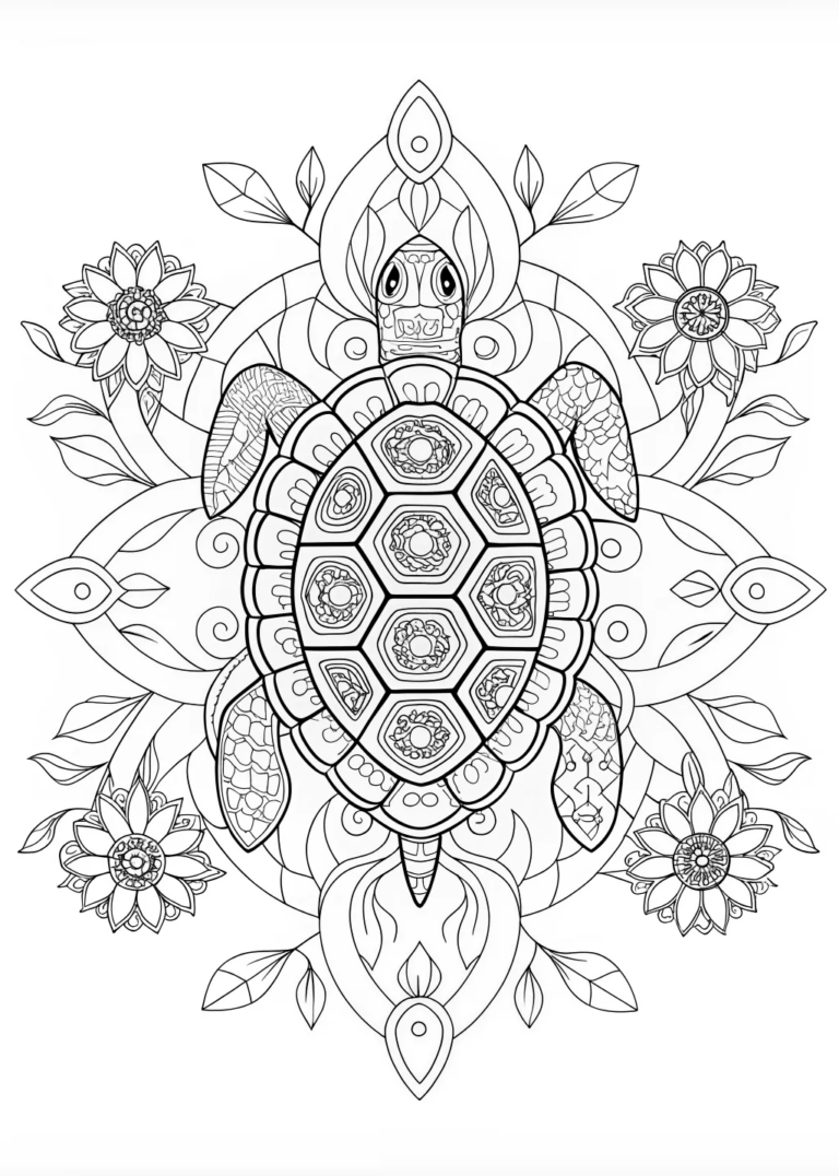 Mandala Turtle Coloring Page - Free & Printable