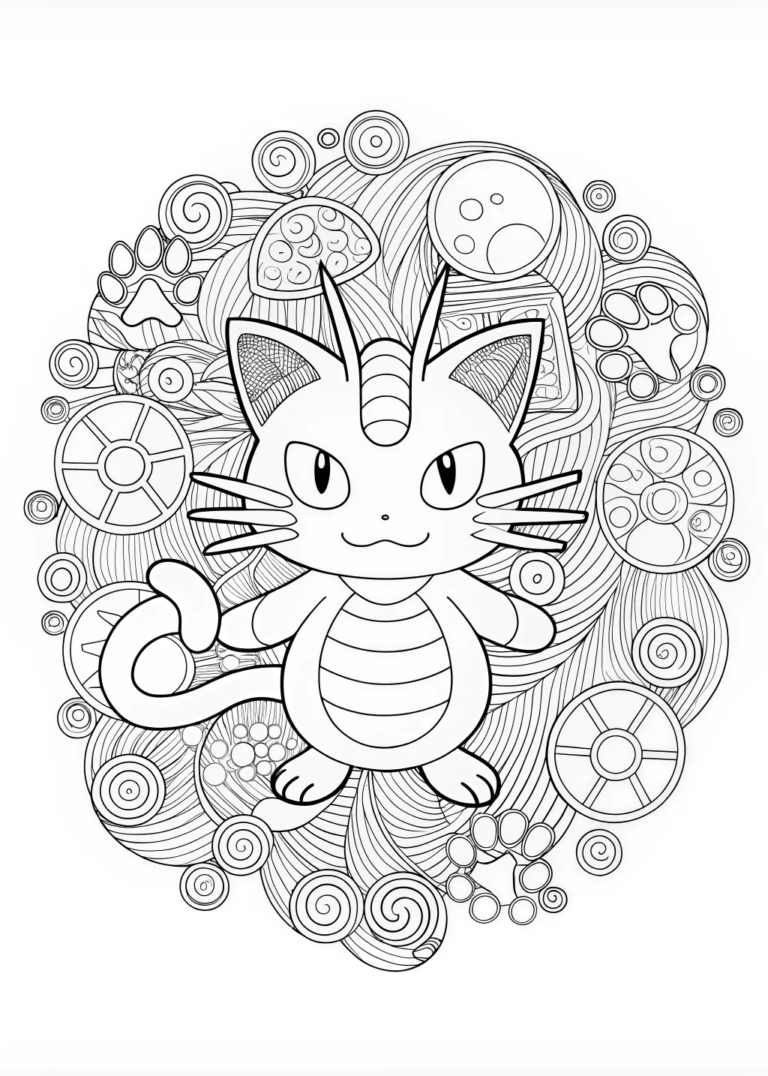 Meowth's Adventure in the Mountains Coloring Page - Free & Printable
