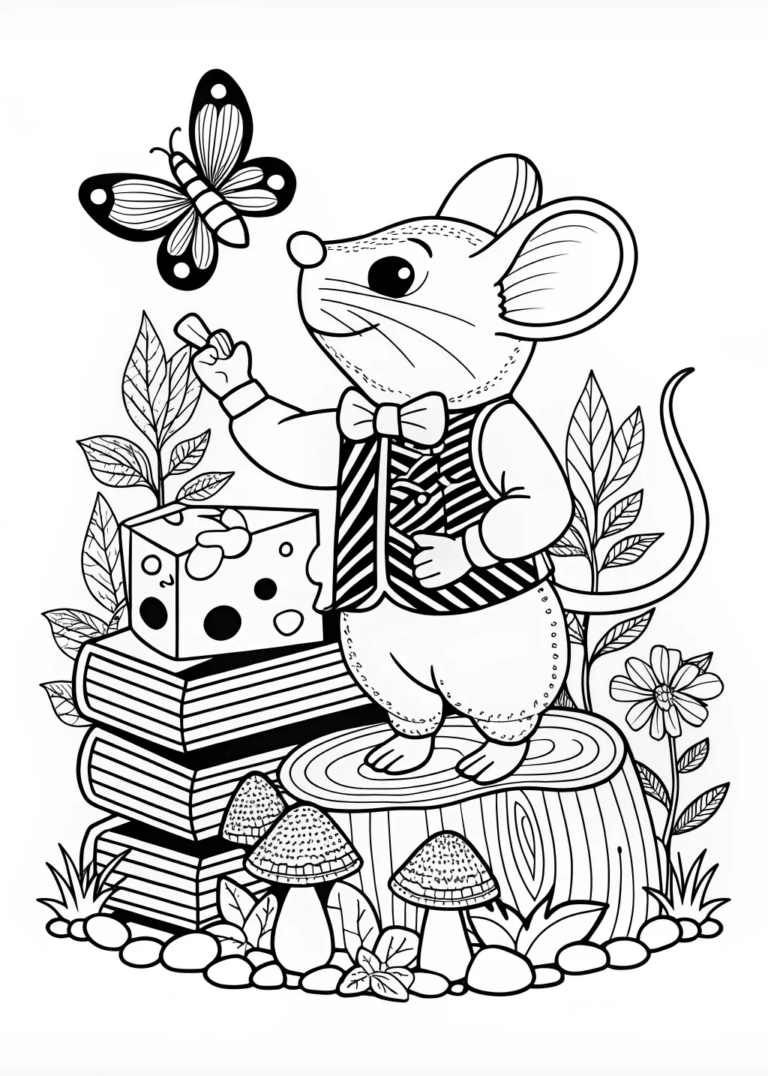 Cute Little Mouse Coloring Page - Free & Printable