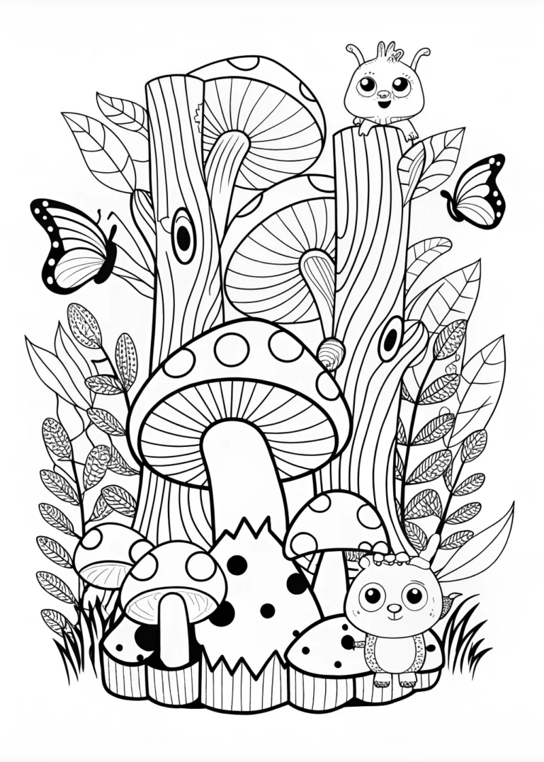 Forest Mushrooms Coloring Adventure Coloring Page - Free & Printable