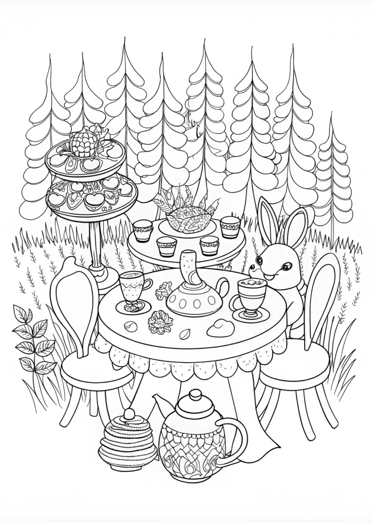 Garden of Mushroom Teacups Coloring Page - Free & Printable