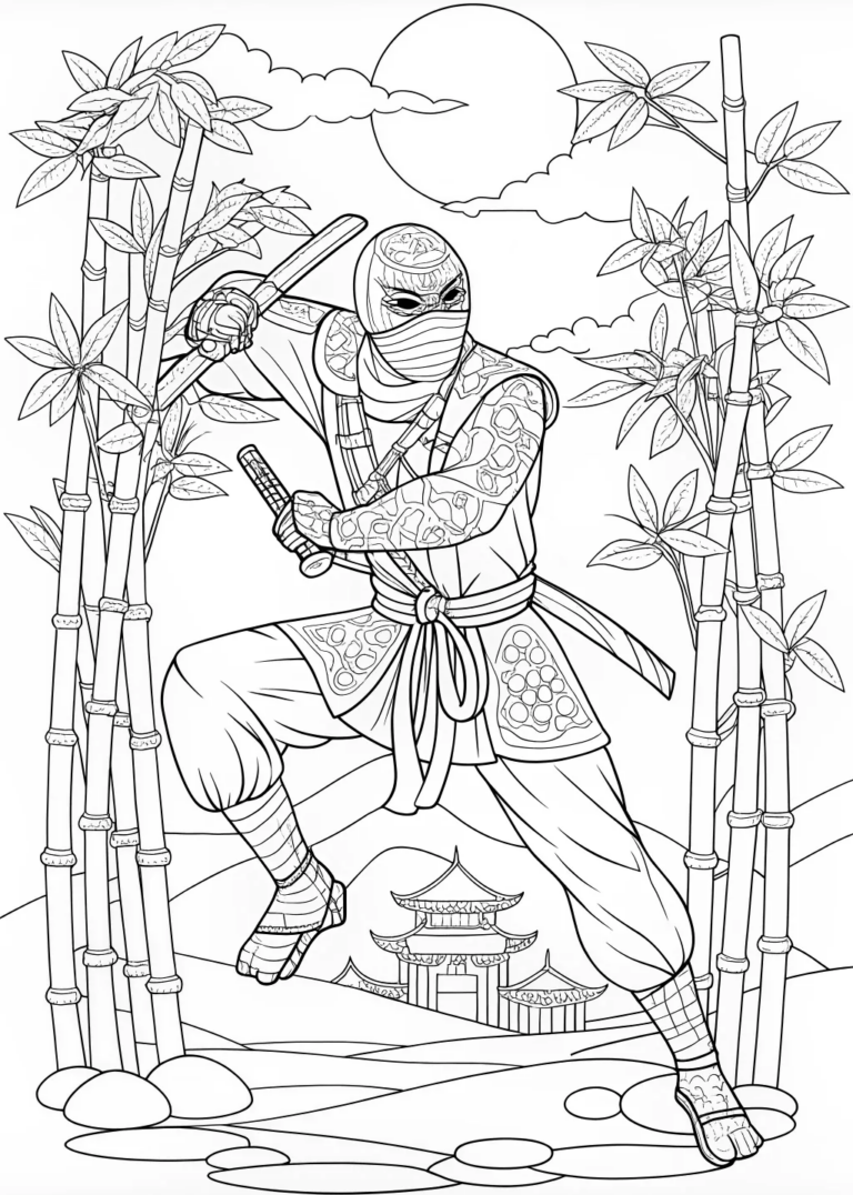 Ninja Warrior Coloring Page - Free & Printable
