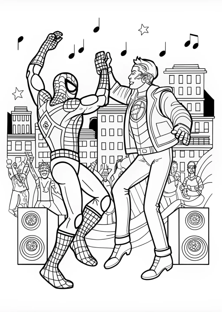 Spider-Man Leaping Through the Skyline Coloring Page - Free & Printable