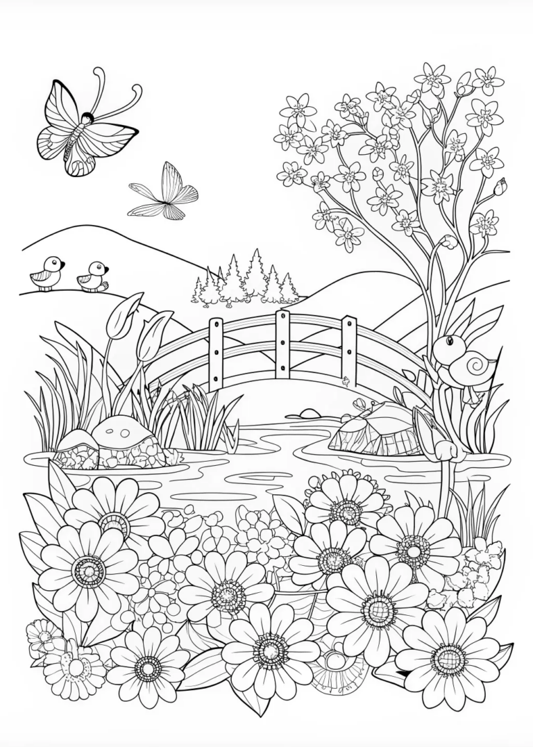 Blossoming Garden Coloring Extravaganza Coloring Page - Free & Printable