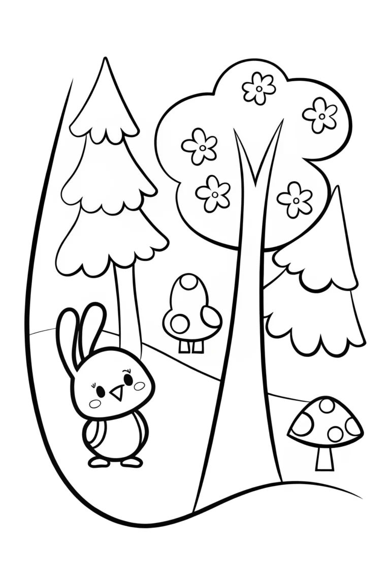 Chick's Enchanted Journey Through the Forest Coloring Page - Free ...