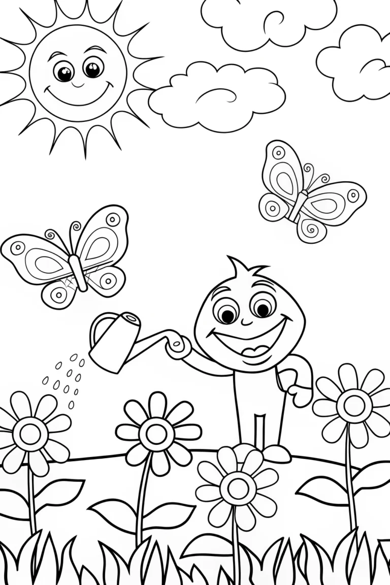 Banban's Colorful Garden Adventure Coloring Page - Free & Printable