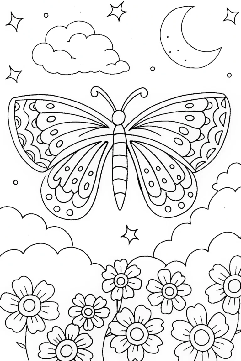 Wings of Whimsy: The Butterfly's Dream Coloring Page - Free & Printable