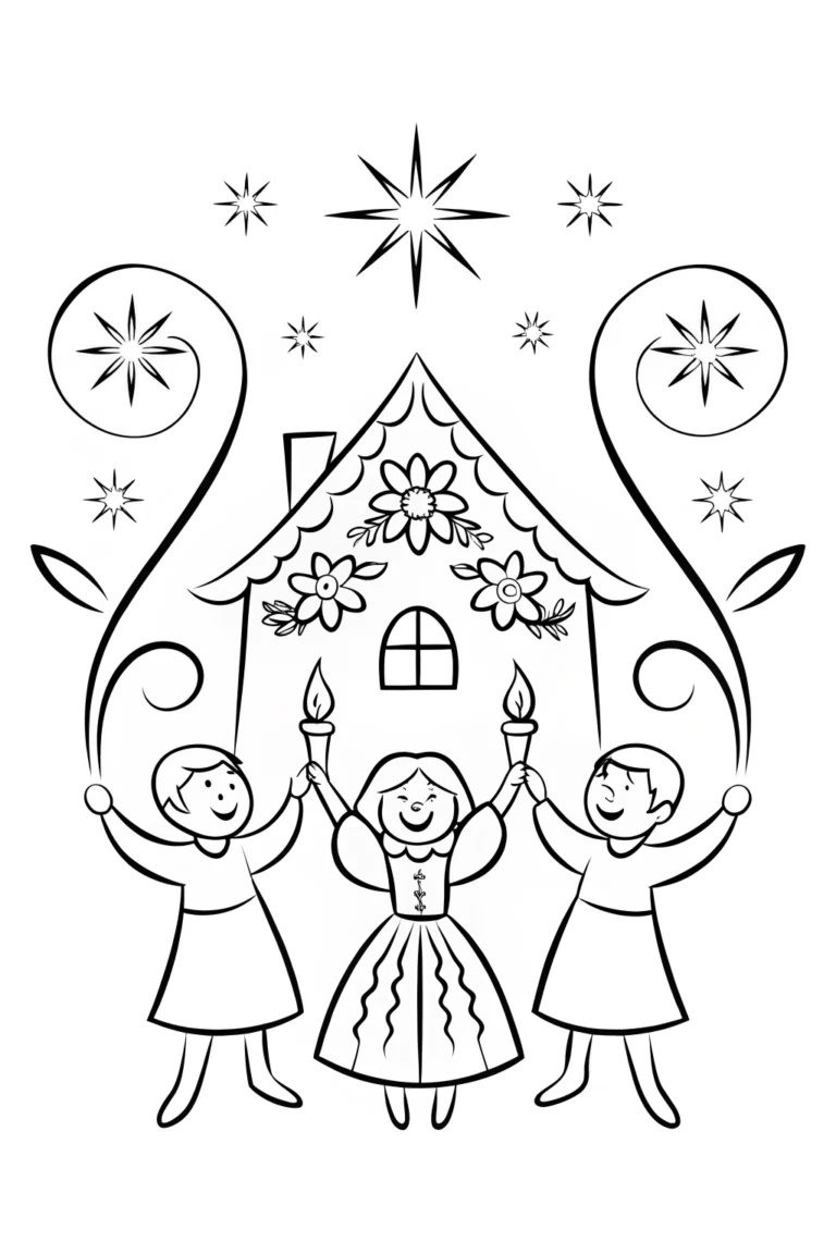Magical Candlelight Celebration with Friends Coloring Page - Free ...