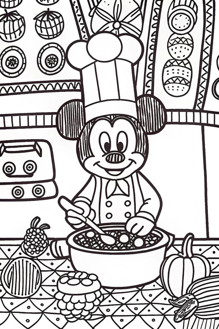 Mickey Mouse's Culinary Adventure Coloring Page - Free & Printable