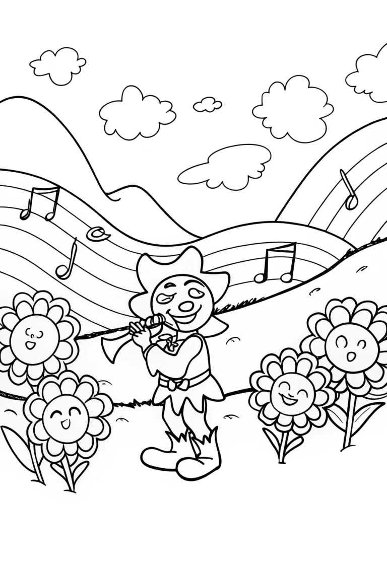 Bard's Magical Melody Garden Coloring Page - Free & Printable