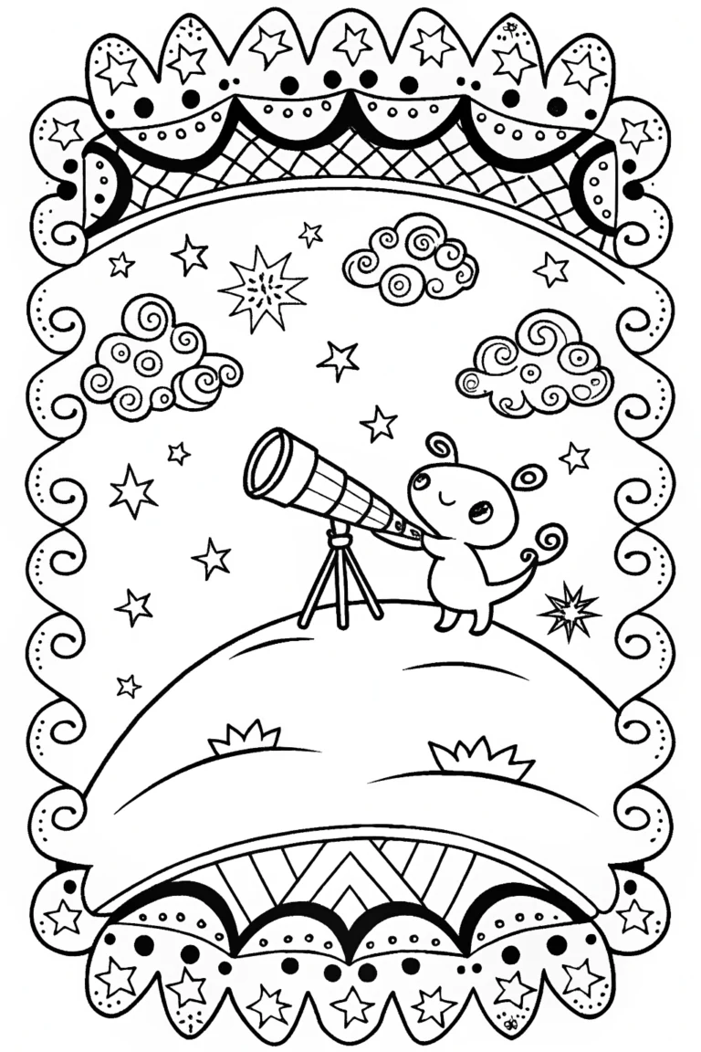 Axolotl Astronomer Coloring Page - Free & Printable