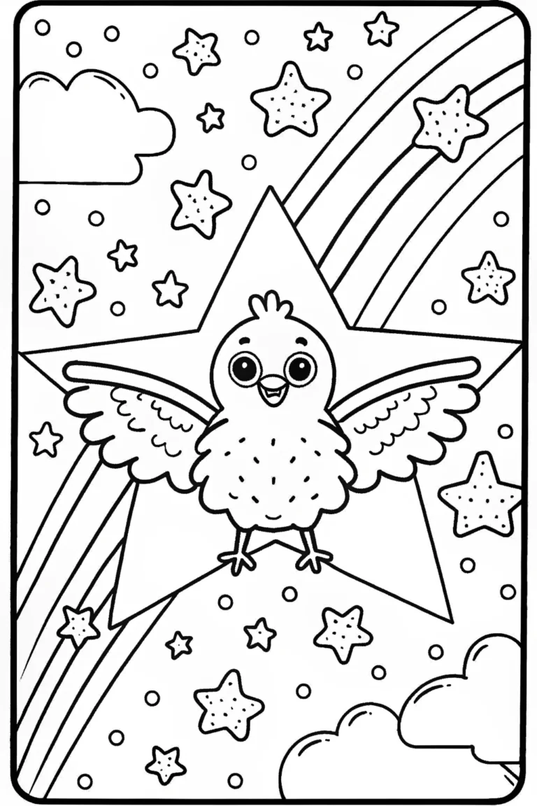 Chick's Dreamy Starfield Coloring Page - Free & Printable