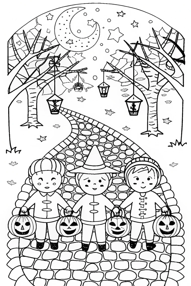 Halloween Lantern Festival Coloring Page - Free & Printable