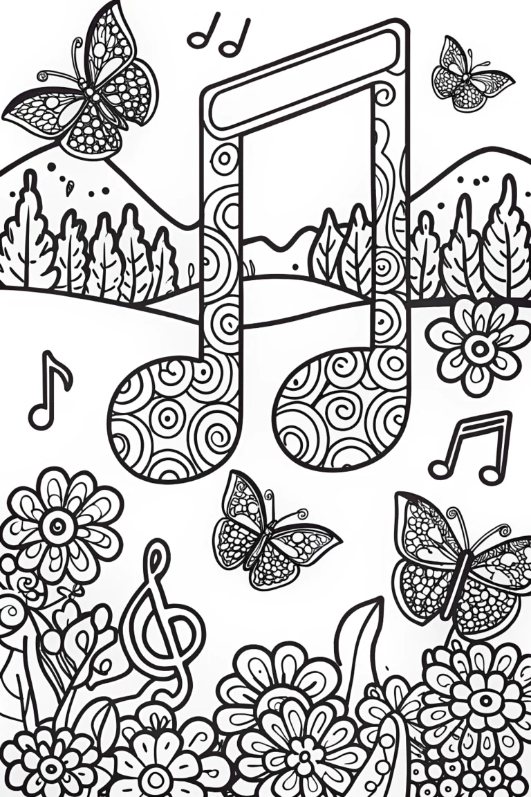 Butterfly Garden Symphony Coloring Page - Free & Printable