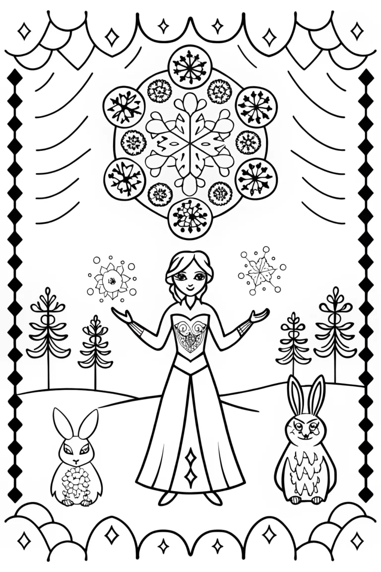 Elsa's Enchanted Ice Shield Coloring Page - Free & Printable