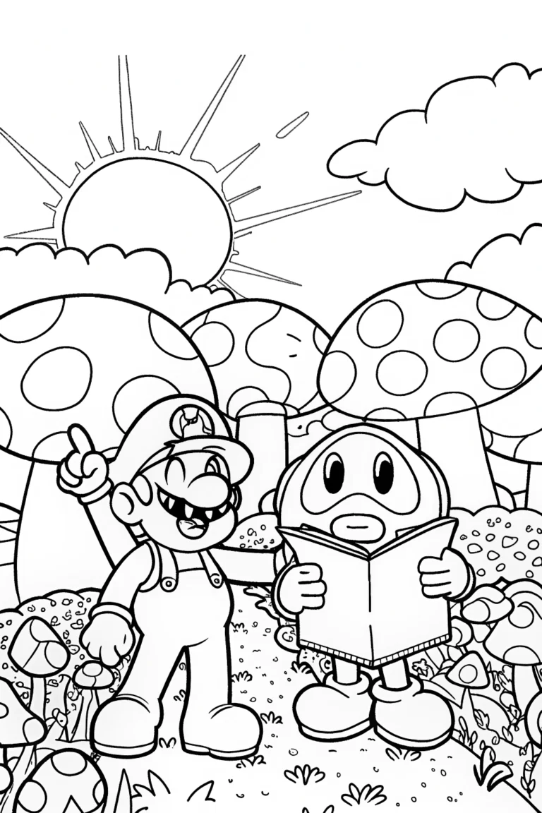 Mario and Toad's Mushroom Maze Adventure Coloring Page - Free & Printable