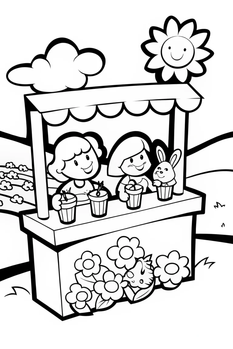 Summer's Enchanted Lemonade Stand Coloring Page - Free & Printable