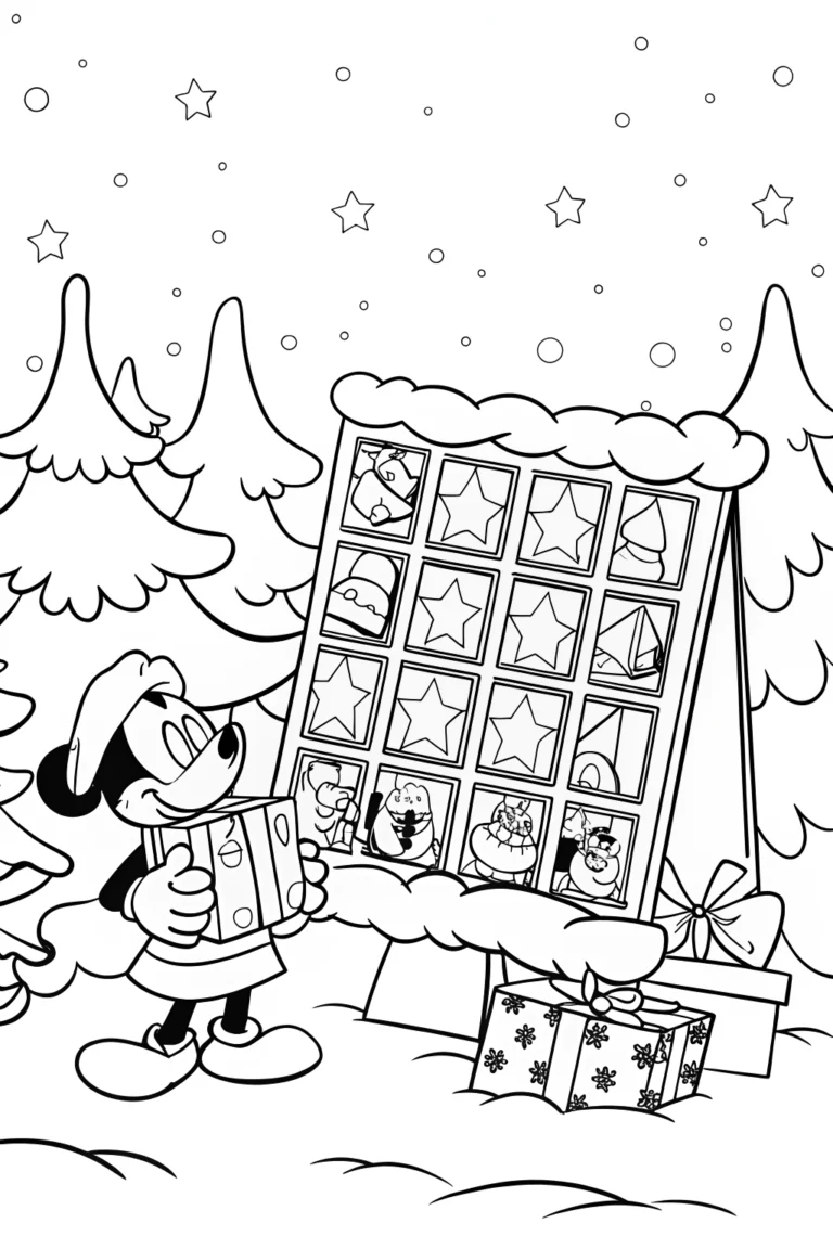 Mickey Mouse Christmas Countdown Coloring Page - Free & Printable