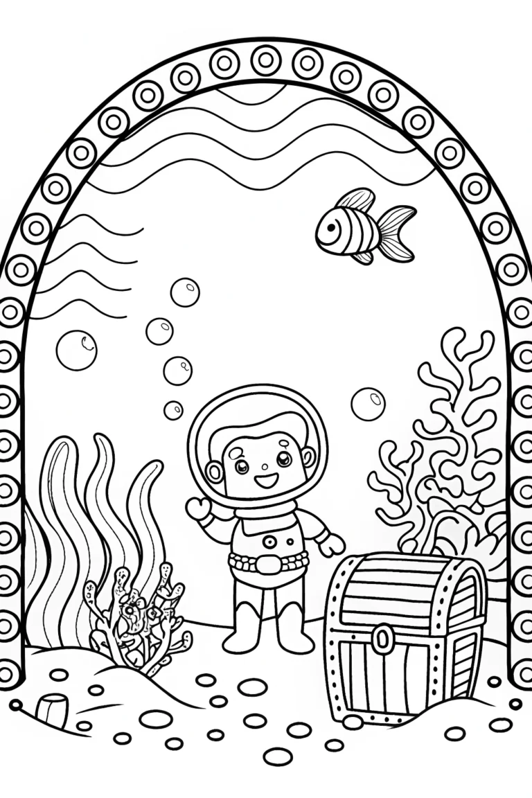 Mario's colorful underwater quest Coloring Page - Free & Printable