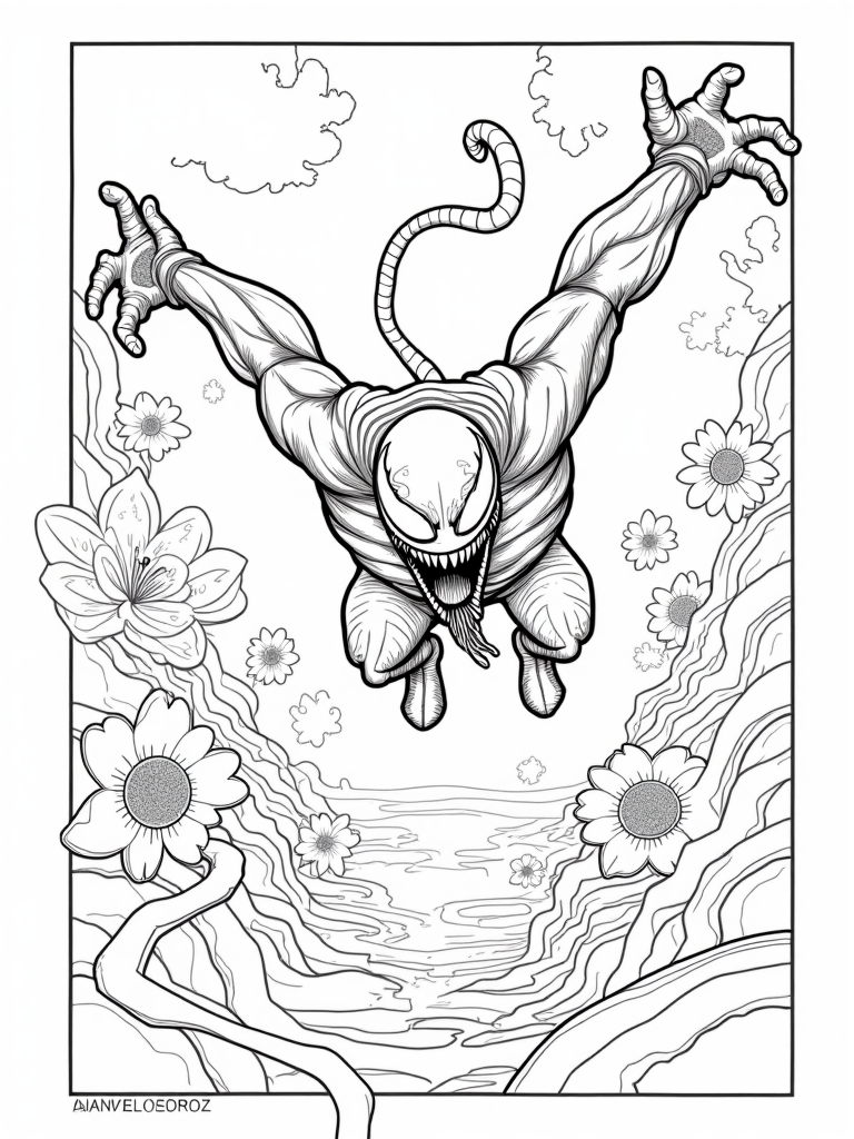 Venom's escape from the labyrinth Coloring Page - Free & Printable