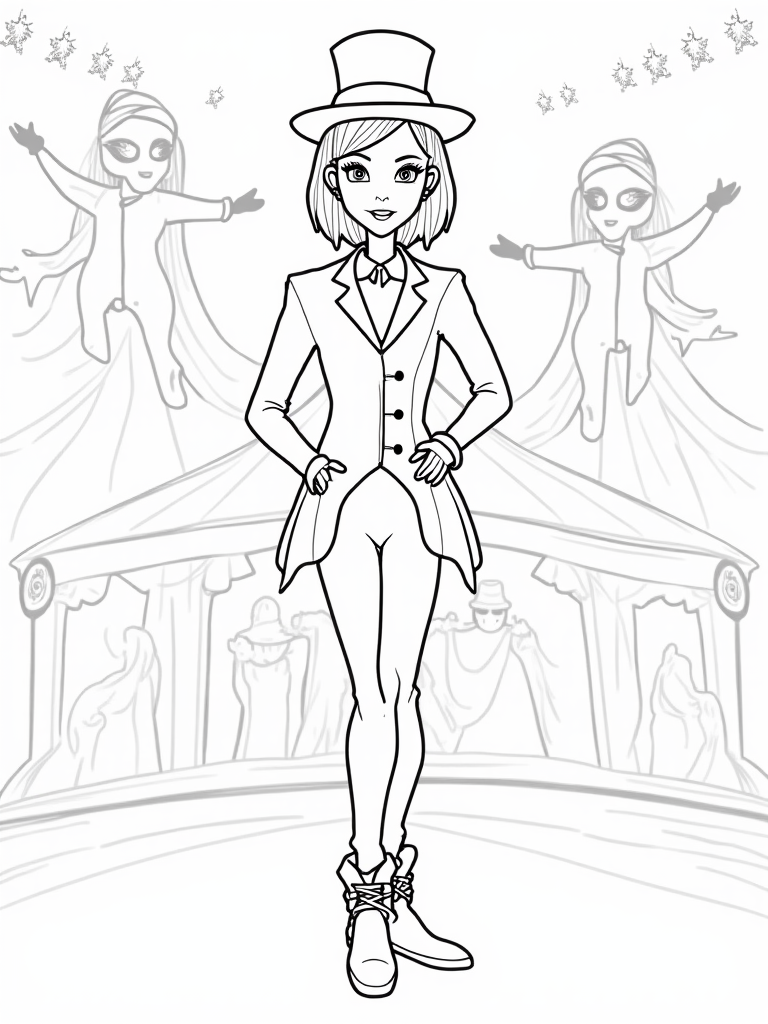 Wednesday Addams at the circus Coloring Page - Free & Printable