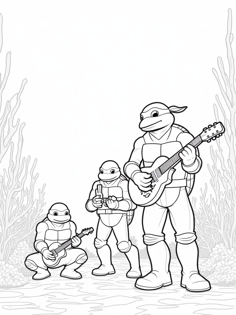 Teenage Mutant Ninja Turtles concert Coloring Page - Free & Printable
