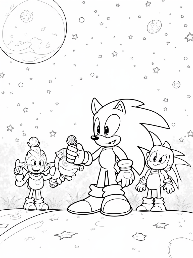 Super Sonic's stargazing party Coloring Page - Free & Printable