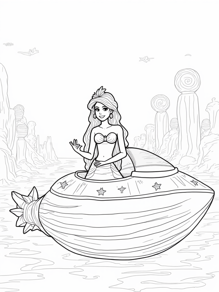 Little Mermaid starship navigator Coloring Page - Free & Printable