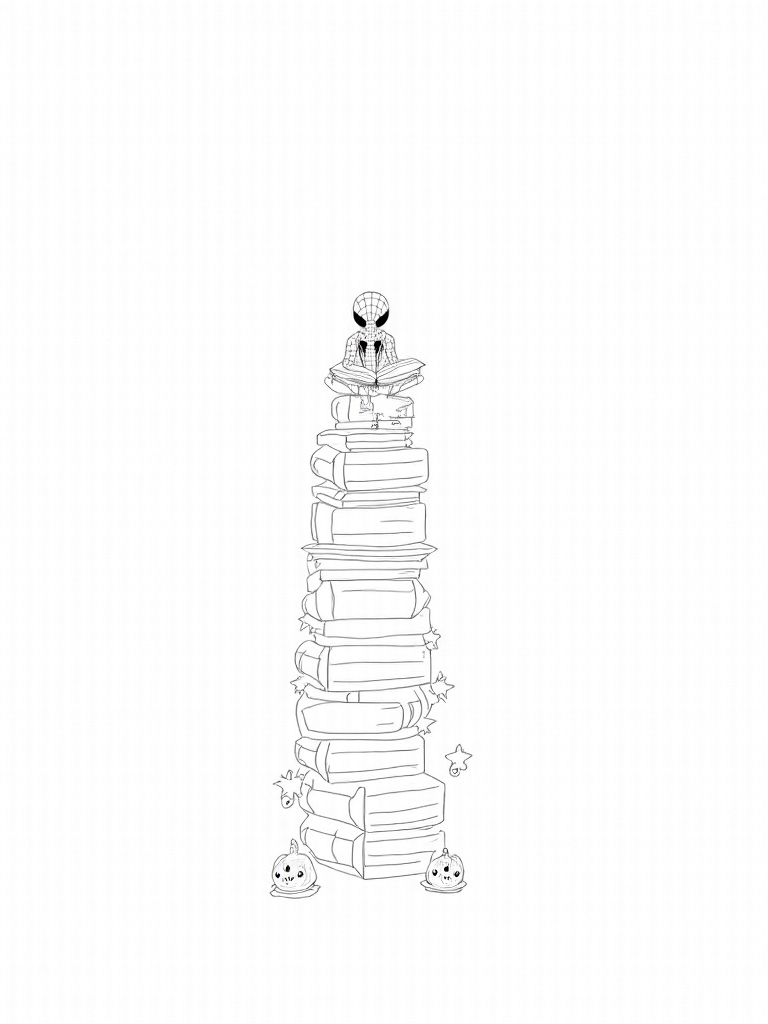 Spider-Man at the enchanted library Coloring Page - Free & Printable