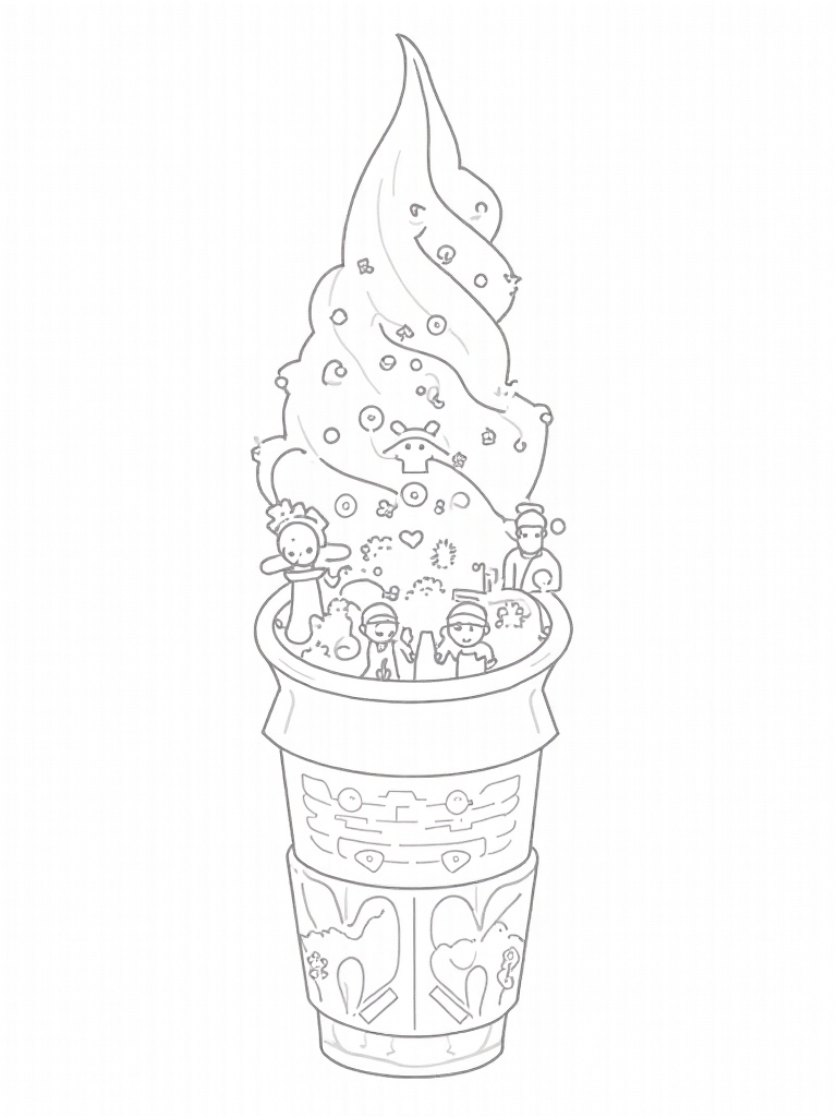 Ice cream time travel adventure Coloring Page - Free & Printable
