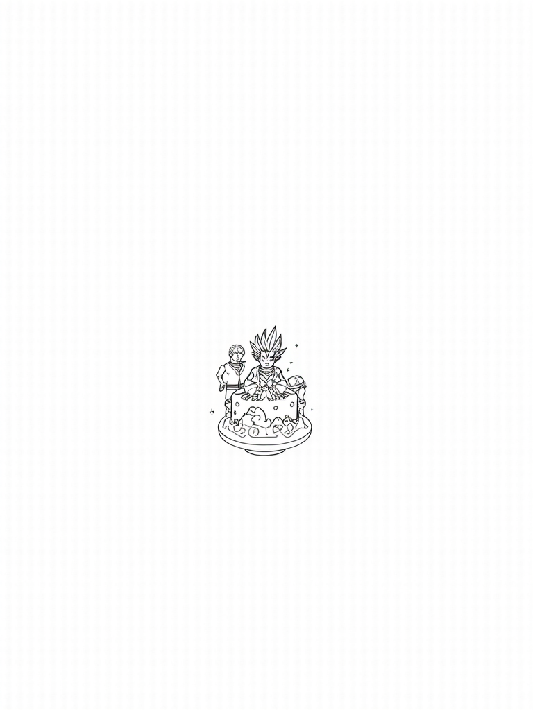 Goku baking a planet cake Coloring Page - Free & Printable