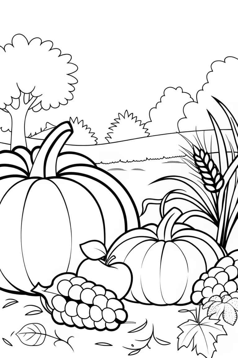 Heart-shaped harvest festival Coloring Page - Free & Printable