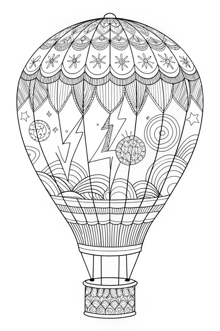 Flash soaring in a lightning balloon Coloring Page - Free & Printable